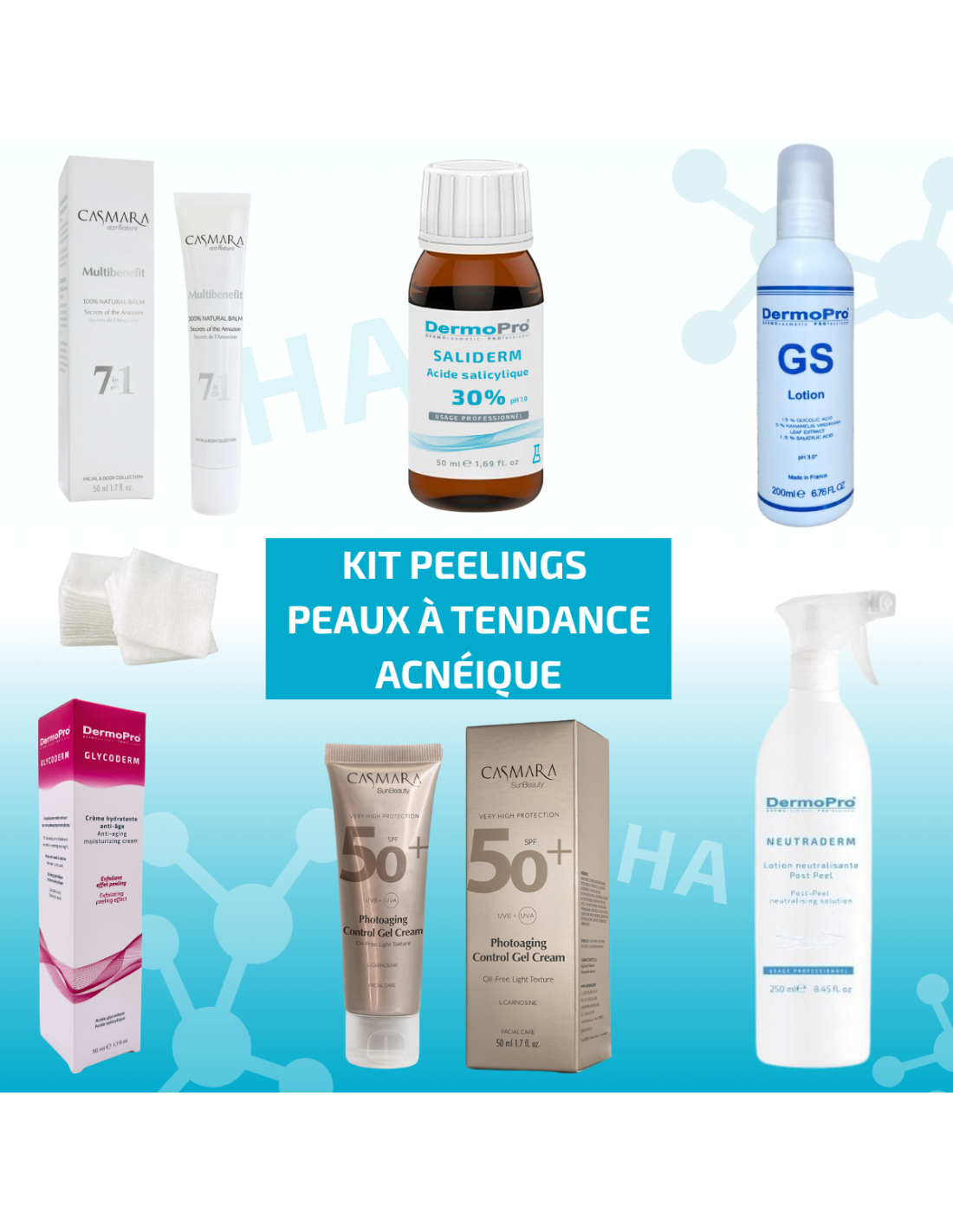 Kit peeling peaux à tendance acnéiques - Soin professionnel DermoPro