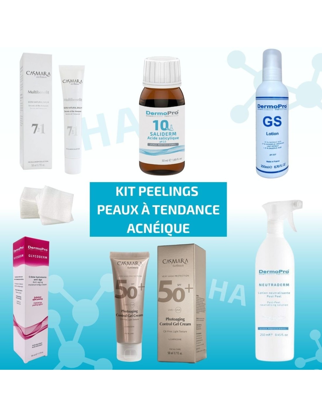 Kit peeling peaux à tendance acnéiques - Soin professionnel DermoPro